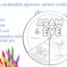 Adam and Eve Coloring Wheel, Printable Bible Activity, Watercolor, Kids ...