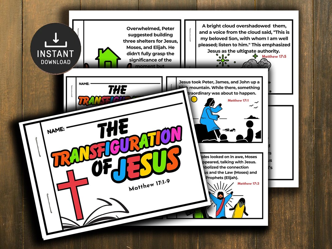 The Transfiguration of Jesus Mini Book, Easter Craft, Bible Lessons ...