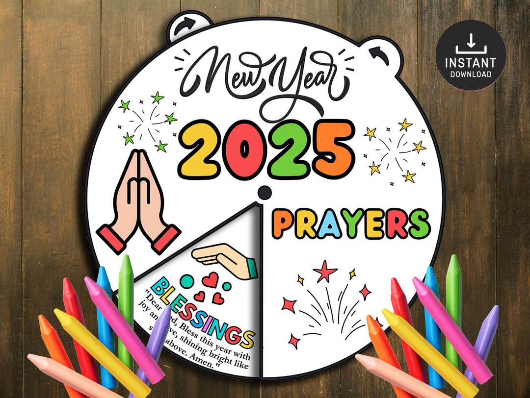 New Year 2024 Prayers Coloring Wheel, Bible Activity, Memory Game ...