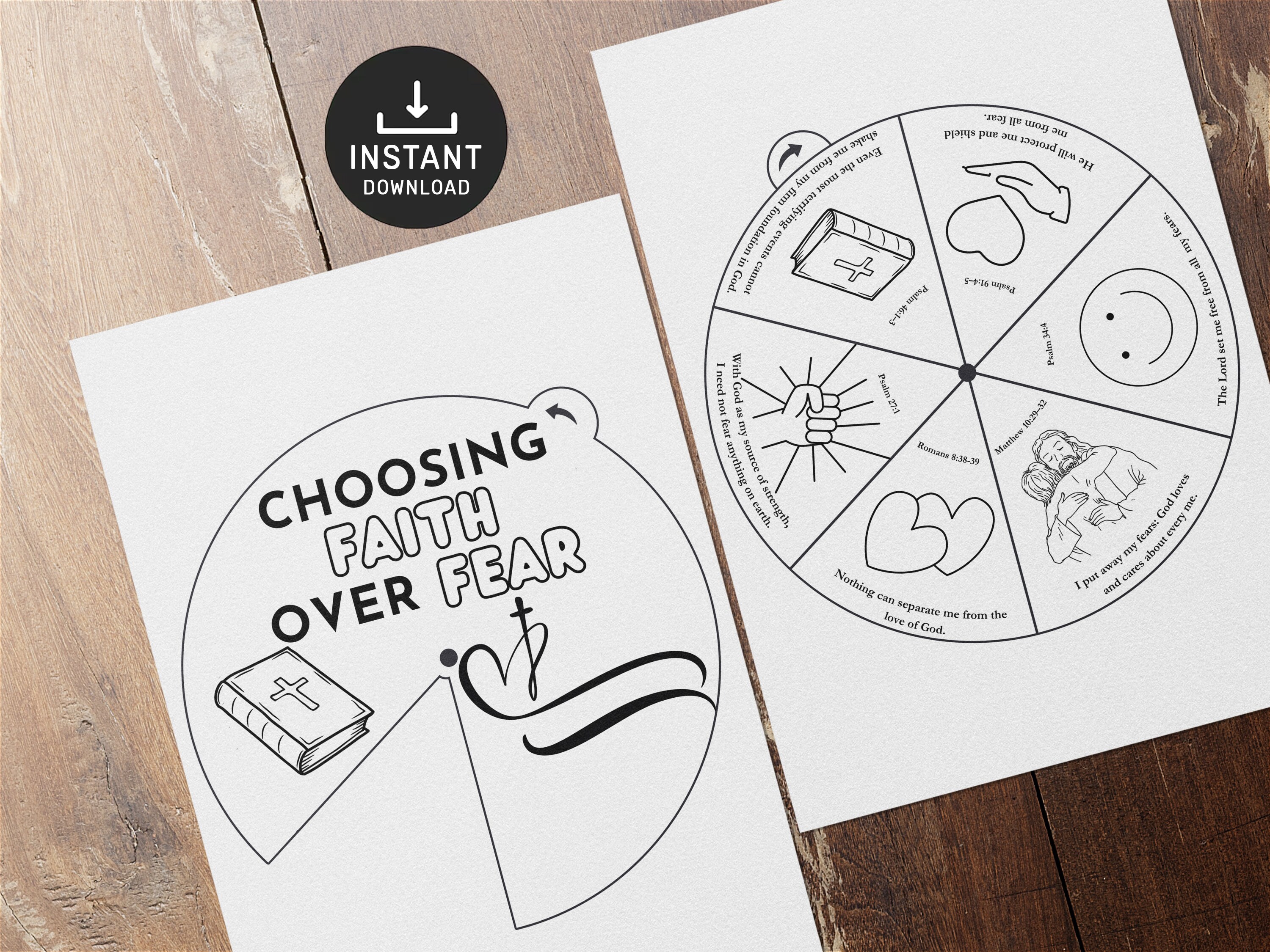 Choosing Faith Over Fear Scripture Coloring Wheel, Bible Story Activity ...