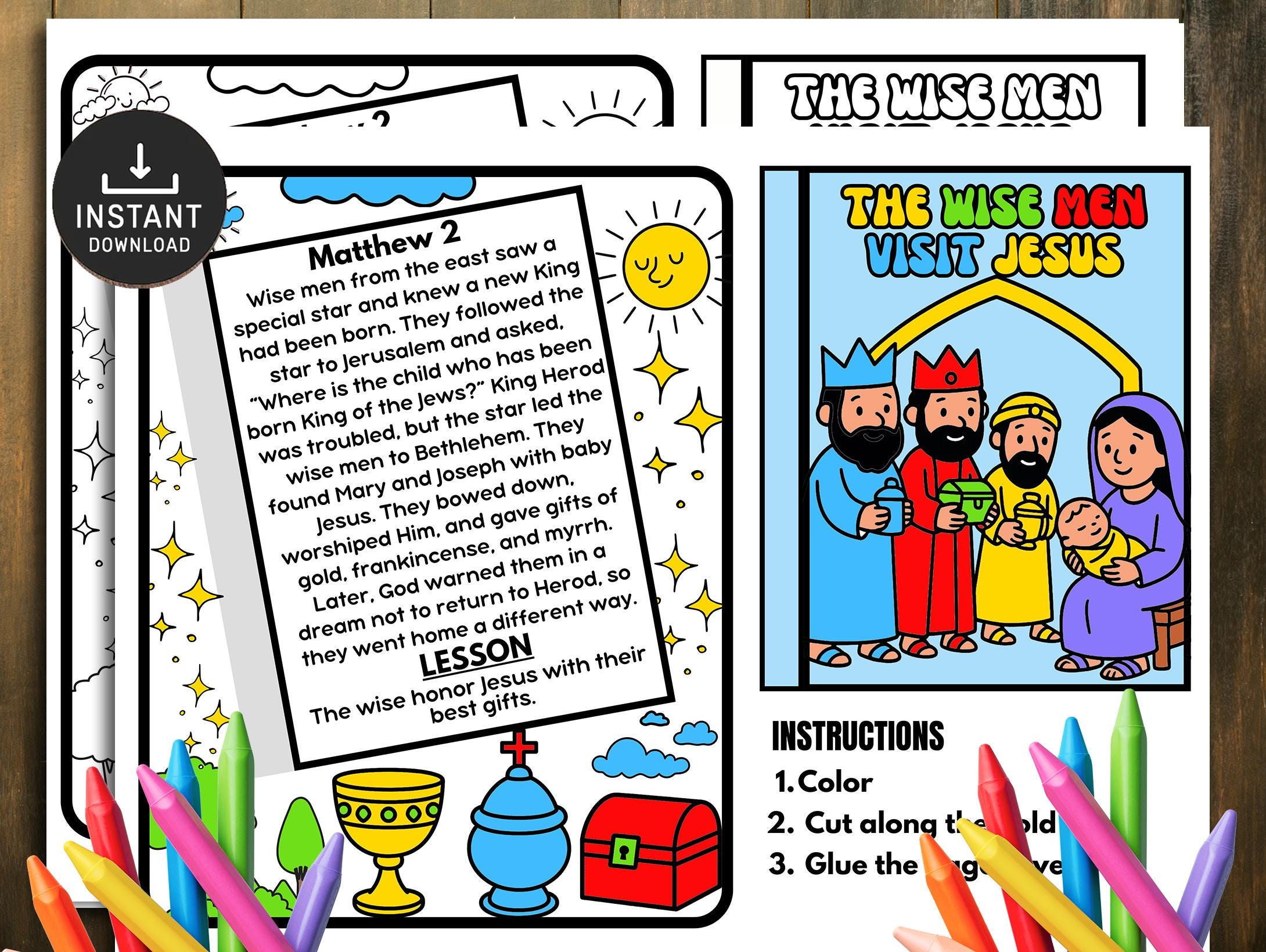Wisemen Visit Jesus Mini Book, Bible Story Activity (digital Download ...