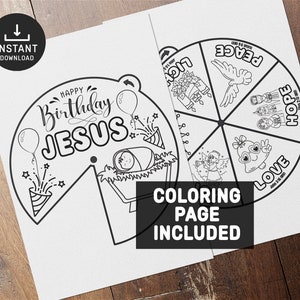 Happy Birthday Jesus Christmas Coloring Wheel, Nativity Sunday School ...