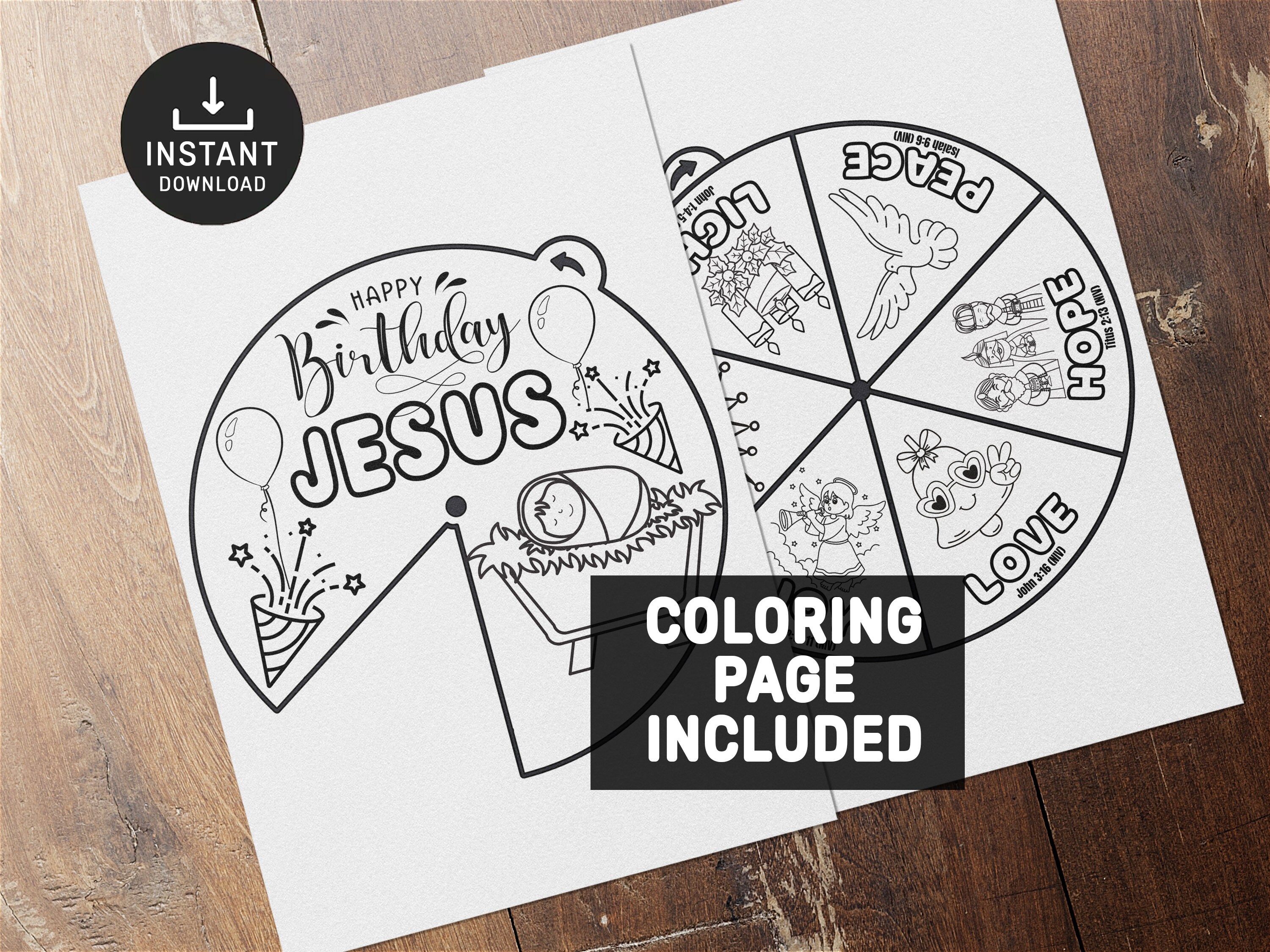Happy Birthday Jesus Christmas Coloring Wheel, Nativity Sunday School ...