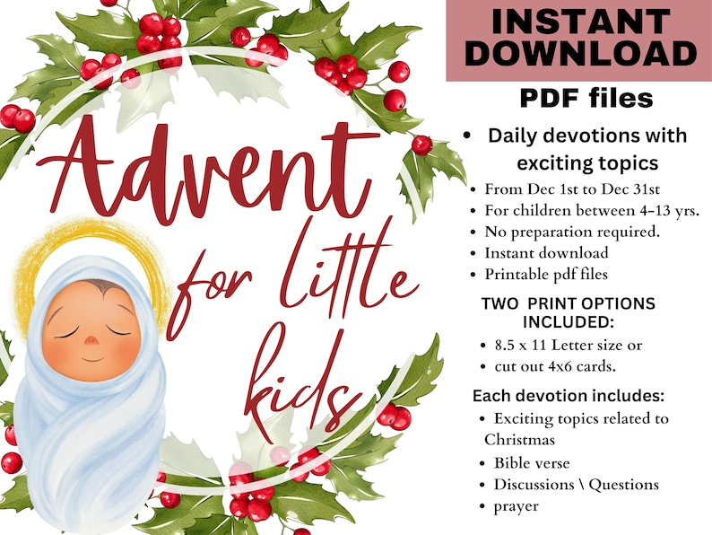 Printable Advent Scripture Devotion for Kids and Families Christmas ...