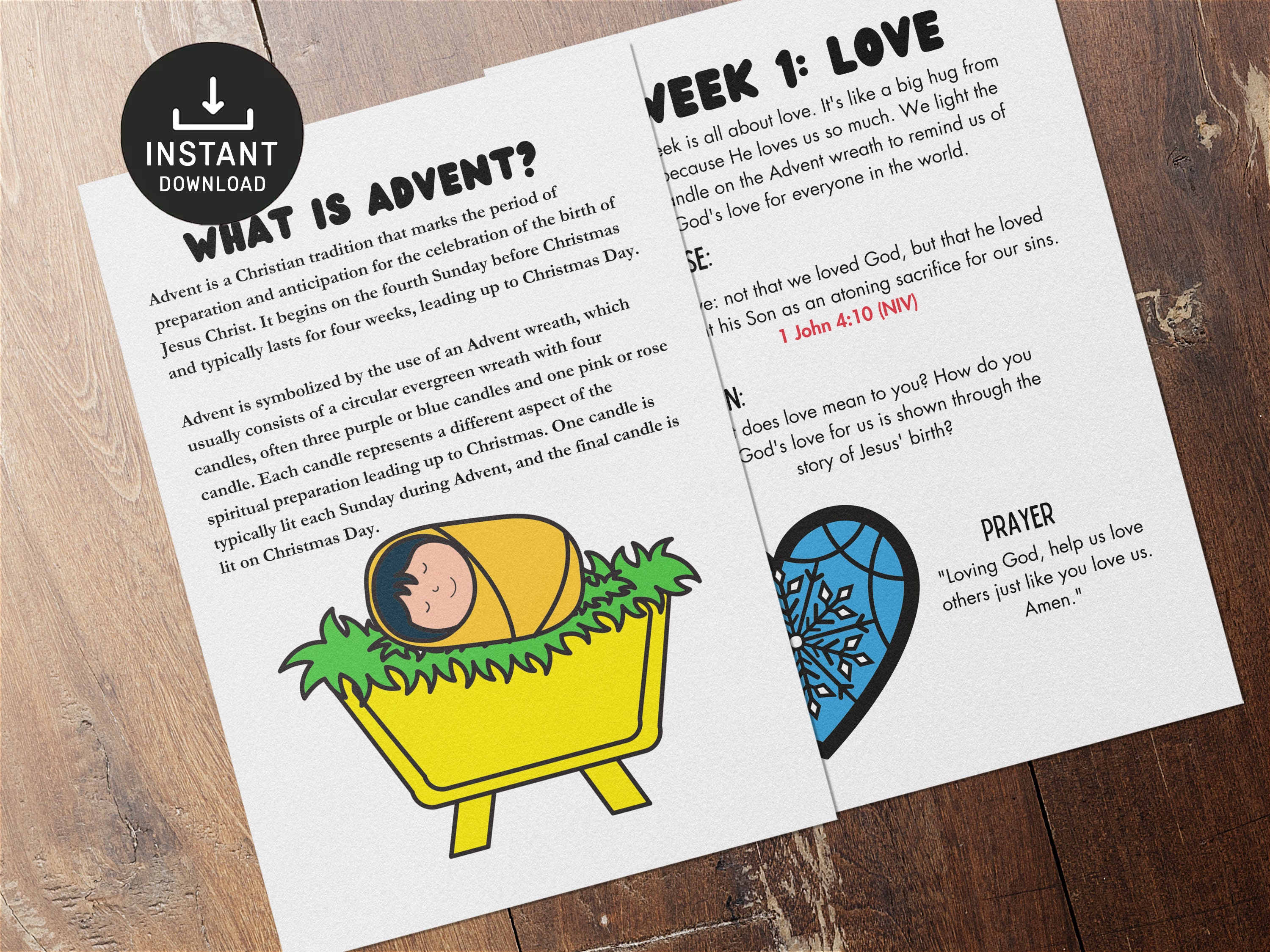 Advent Bible Lesson Christmas Craft Activity Printable for Kids, Kids ...