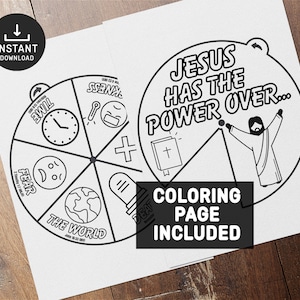 Jesus Has the Power Coloring Wheel, Kids Bible Lesson, Sunday School ...