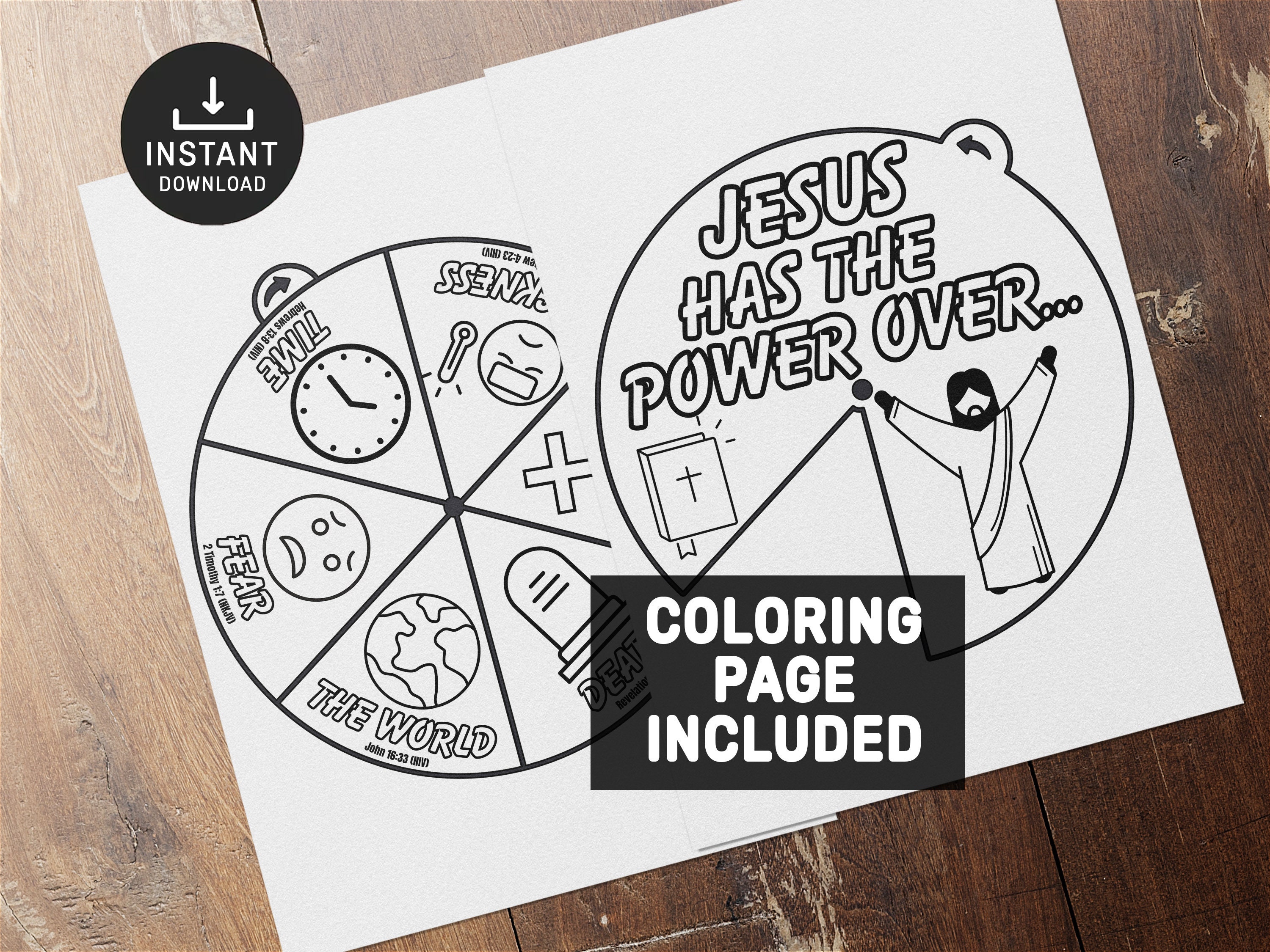 Jesus Has the Power Coloring Wheel, Kids Bible Lesson, Sunday School ...