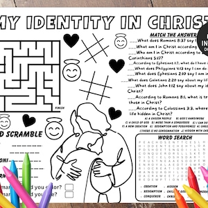 Identity in Christ Activity Placemat, Bible Activity, Sunday School ...