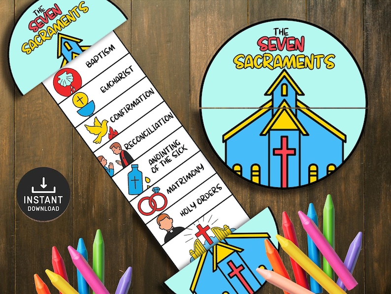 7 Sacraments Folding Surprise Bible Story Craft, Kids Bible Lesson ...