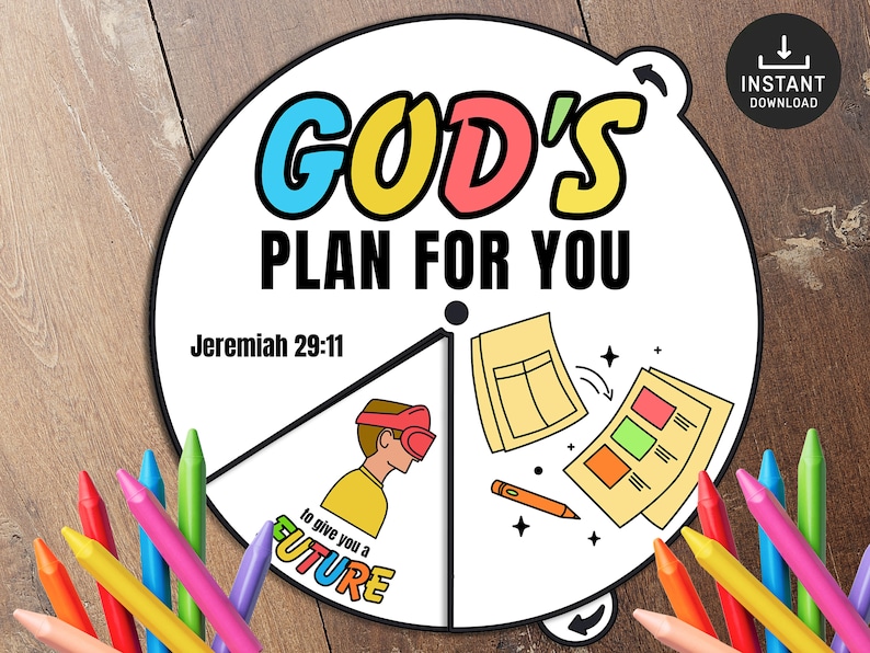 Gods Plan for You Coloring Wheel, Bible Story Activity, Kids Bible ...