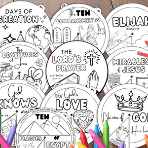 Coloring Wheel Printable Bible Activity Watercolor Kids - Etsy Canada