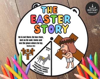 Easter Sunday School Craft, Easter Bible Story Coloring Wheel, Holy ...