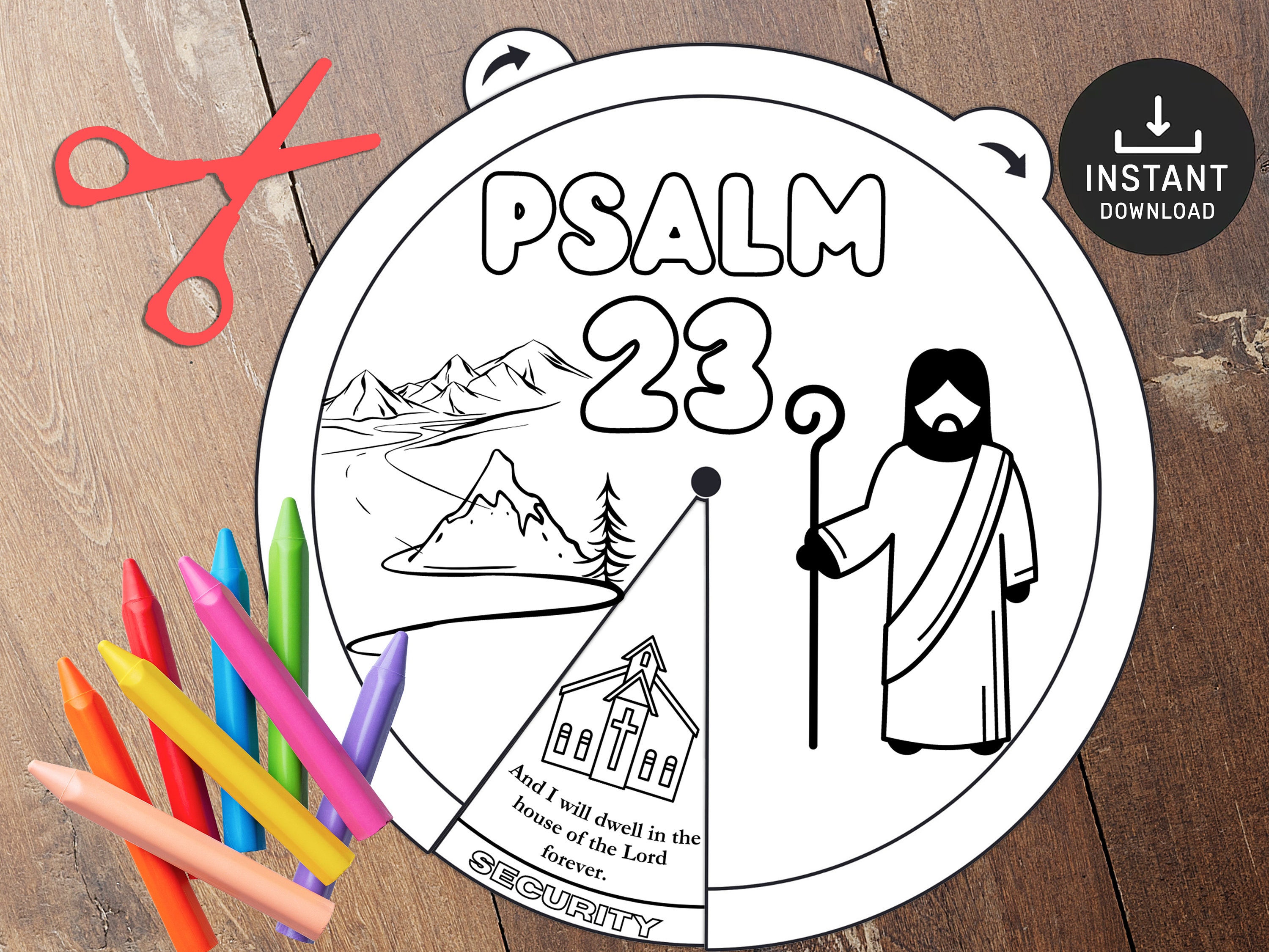 Psalm 23 Coloring Wheel Printable Bible Activity Watercolor - Etsy Ireland