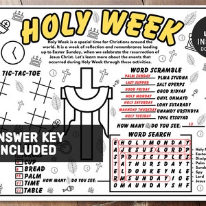 Holy Week Bible Activity, Activity Placemat, Sunday School Lesson ...