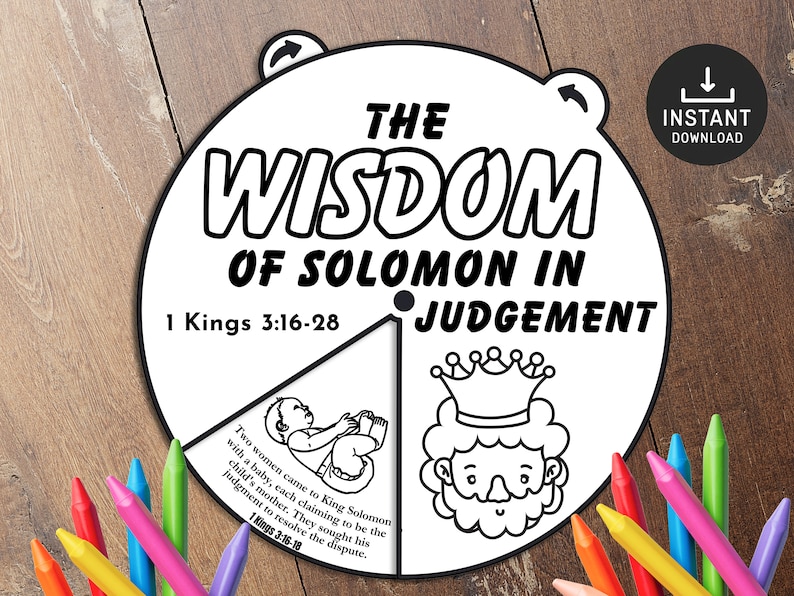 The Wisdom of Solomon Judgement Coloring Wheel, Bible Activity, Wisdom ...