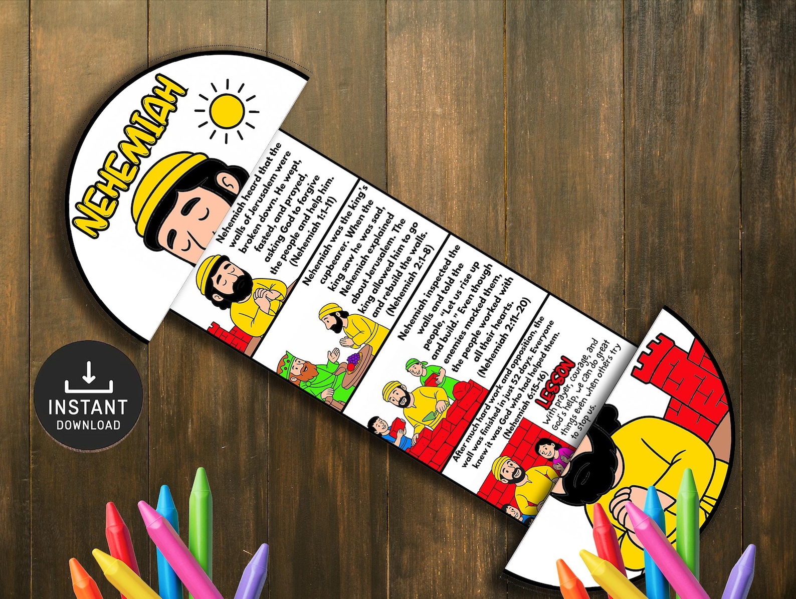 Nehemiah Bible Story Craft, Sunday School Lesson (digital Download) - Etsy