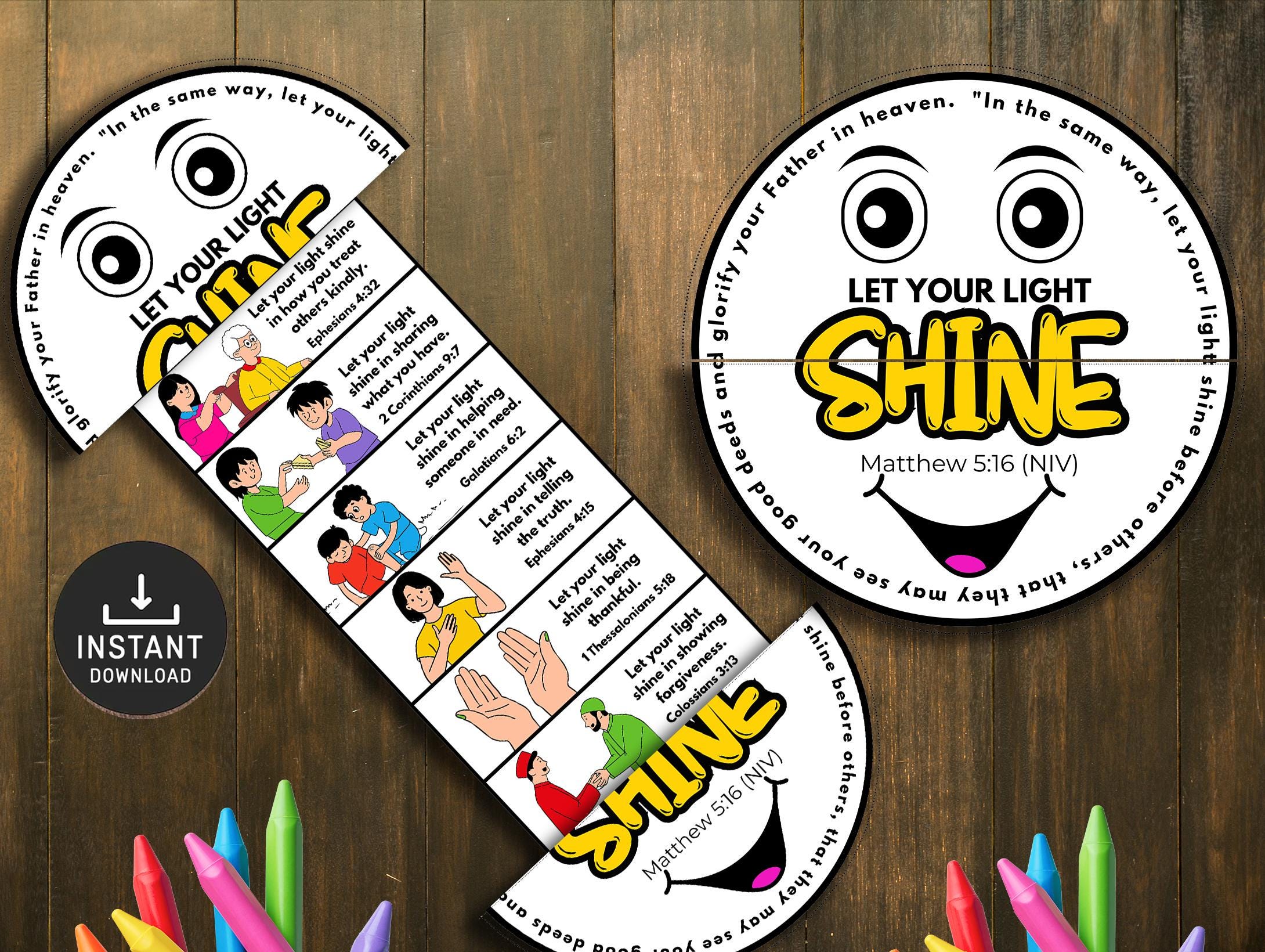 Let Your Light Shine Folding Surprise Bible Story Craft, Sunday School ...