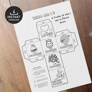 Printable Identity in Christ Coloring Cube, Printable Bible Activity ...