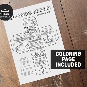 Printable Lords Prayer Cube for Kids, Lord's Bible Verse Sunday School ...