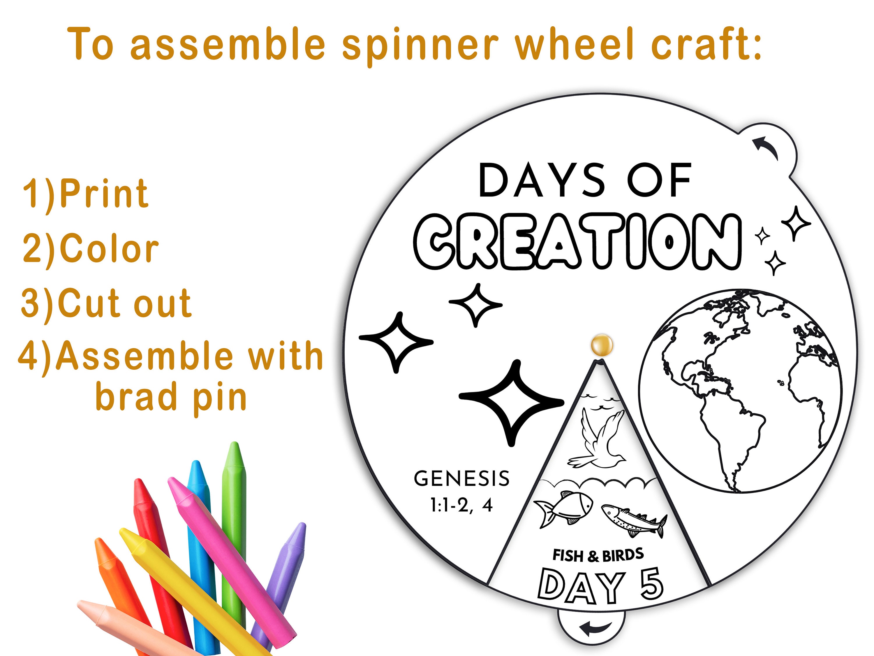 Days of Creation Coloring Wheel Bible Activity Kids Bible - Etsy Australia