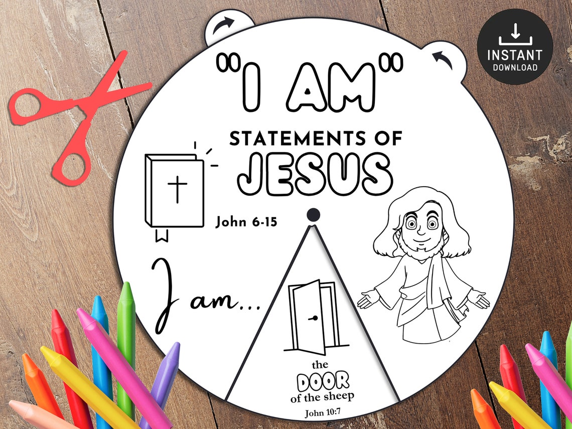 I Am Statements of Jesus Coloring Wheel Printable Bible - Etsy UK