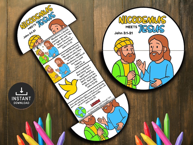 Nicodemus Meets Jesus Folding Surprise Bible Story Craft, Kids Bible ...
