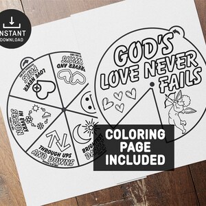God is Love Coloring Wheel, Printable Bible Activity, Watercolor, Kids ...