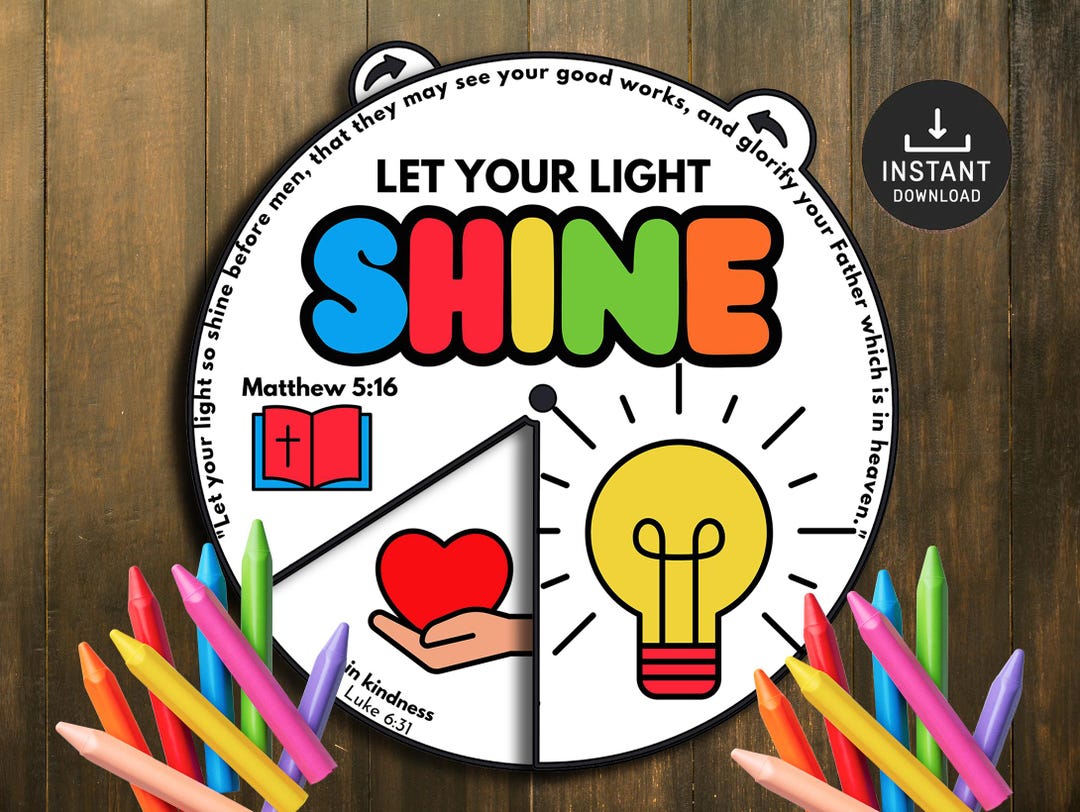 Let Your Light Shine Coloring Wheel, Sunday School Craft, Great ...