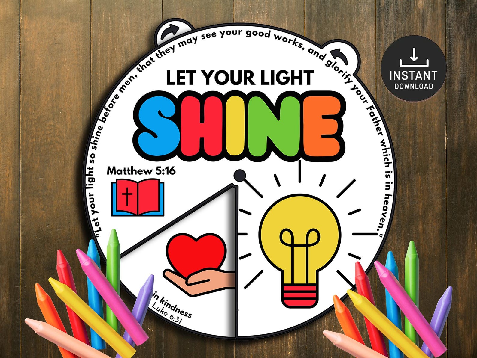 Let Your Light Shine Coloring Wheel, Sunday School Craft, Great ...