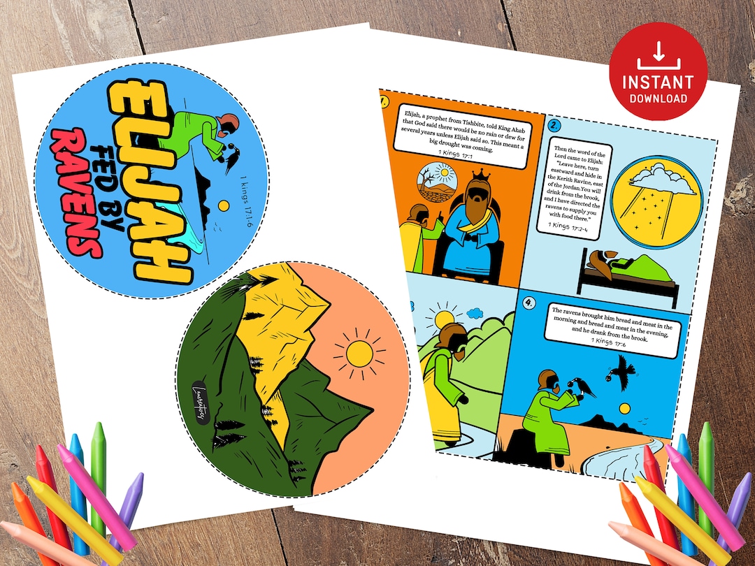 Elijah Bible Story Activity, Sunday School Craft, Printable Paper Craft ...