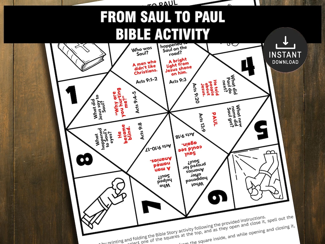 Saul to Paul Bible Story Craft, Printable Bible Activity, Kids Bible ...