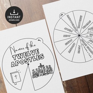 Names of the Twelve Apostles Coloring Wheel, Printable Bible Verse ...