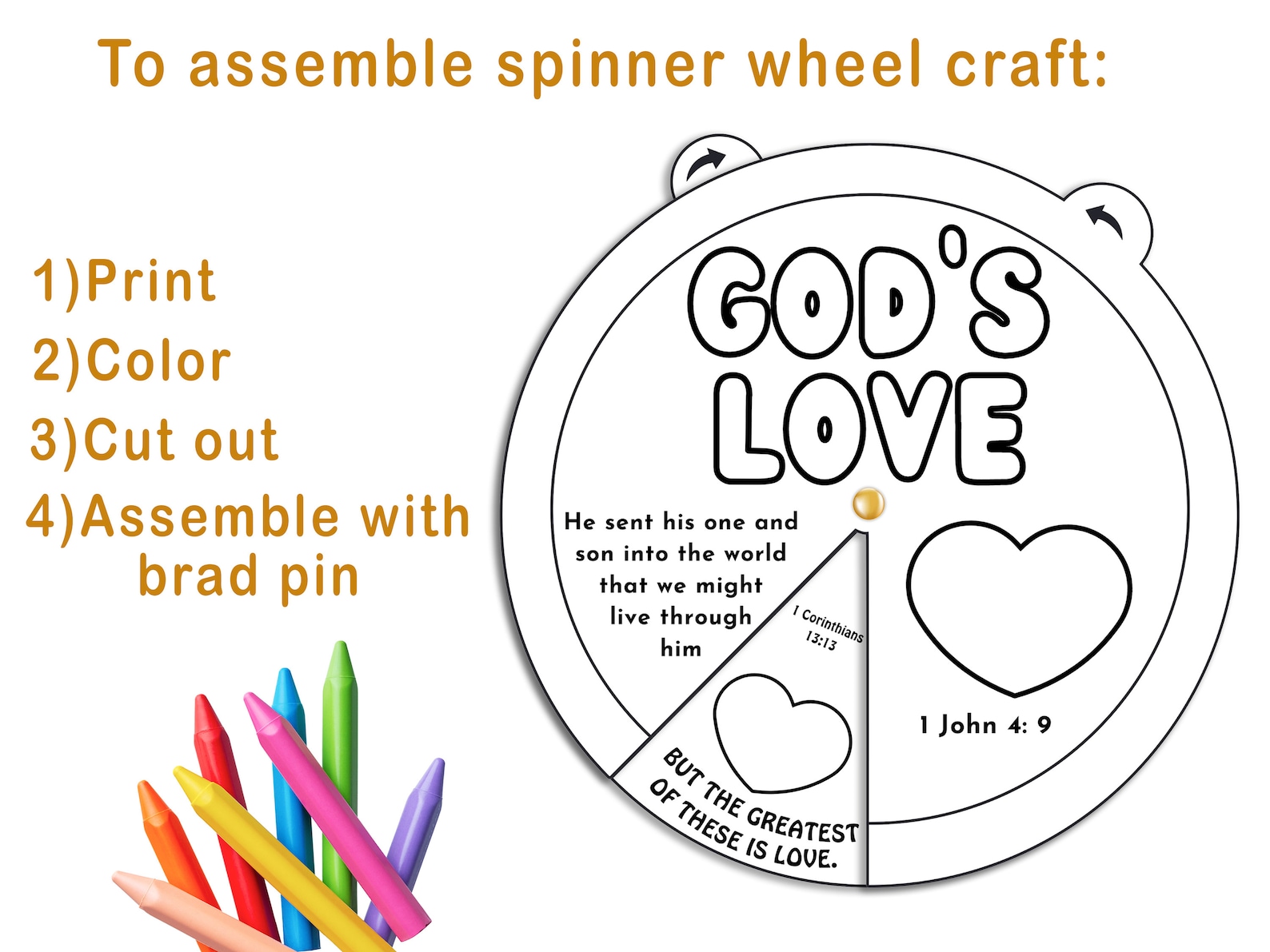 Gods Love Scripture Coloring Wheel, Printable Bible Valentine Activity ...
