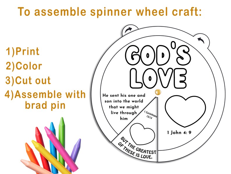 Gods Love Scripture Coloring Wheel, Printable Bible Valentine Activity ...