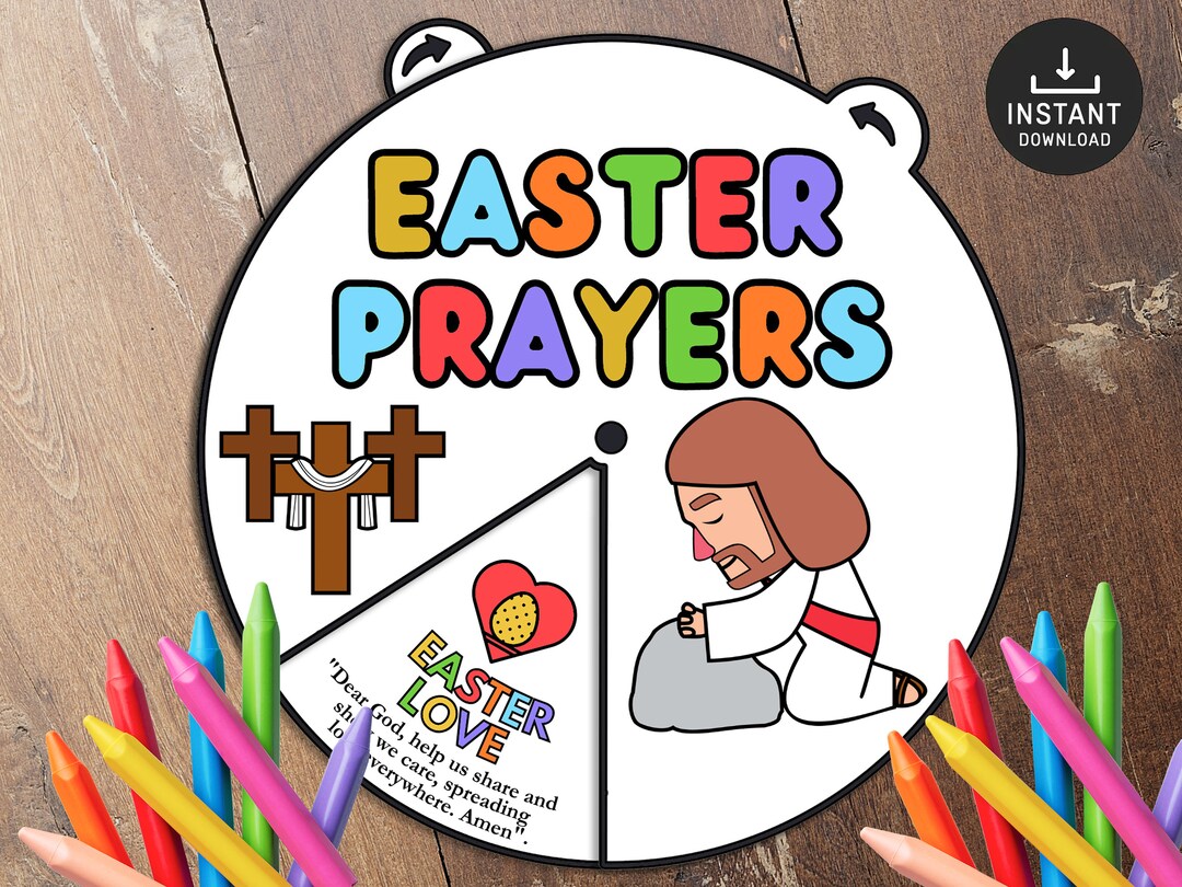 Easter Prayers Coloring Wheel, Easter Bible Story Sunday School Craft ...