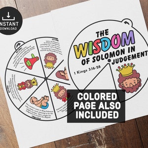 The Wisdom of Solomon Judgement Coloring Wheel, Bible Activity, Wisdom ...