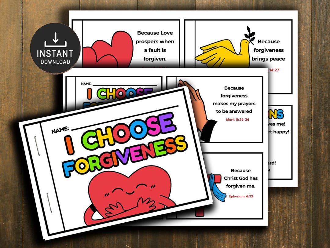 Forgiveness Scripture Mini Book, Printable Bible Activity, Forgiveness ...