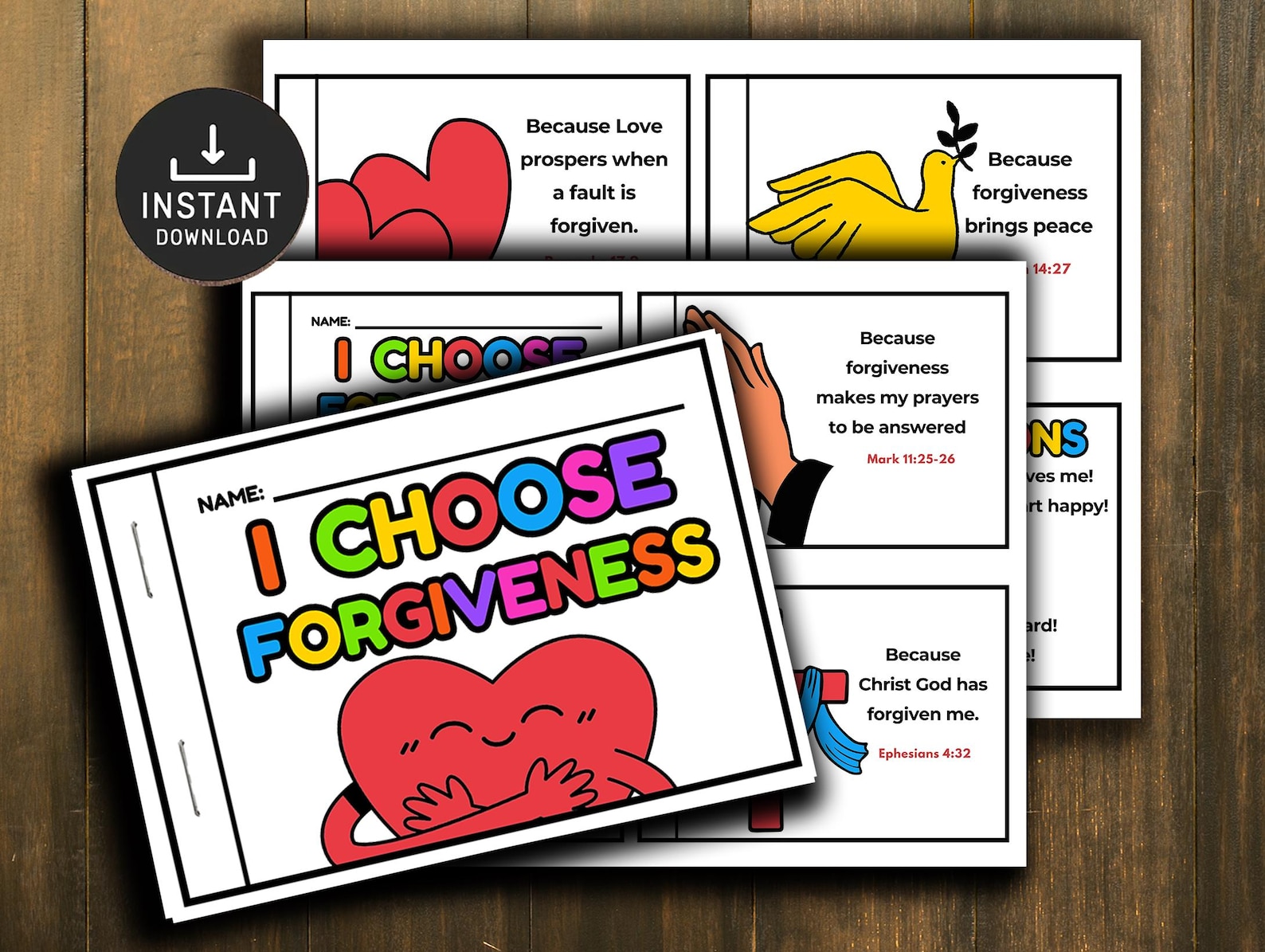 Forgiveness Scripture Mini Book, Printable Bible Activity, Forgiveness ...