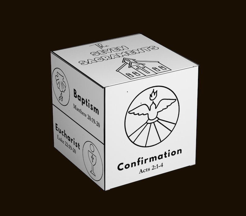7 Sacraments Cube, Printable Bible Activity, Watercolor, Kids Bible ...