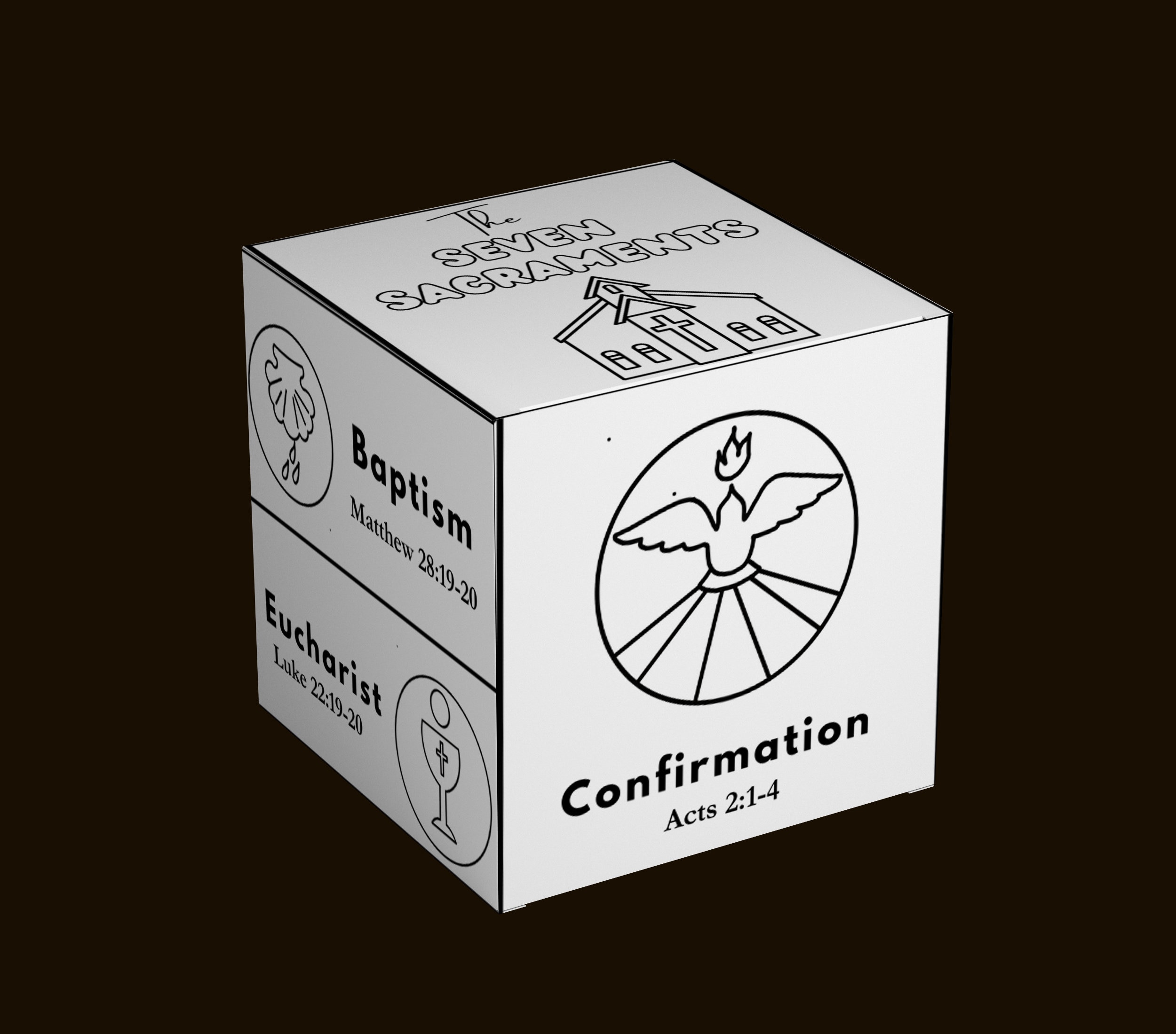 7 Sacraments Cube, Printable Bible Activity, Watercolor, Kids Bible Lesson, Memory Game, Sunday ...