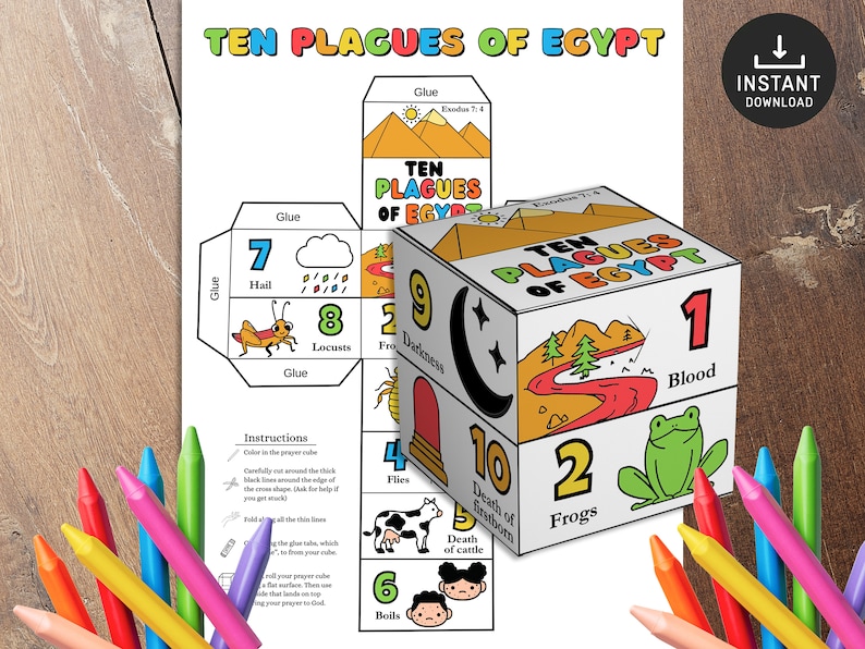 Plagues of Egypt Coloring Cube, Bible Activity, Kids Passover Lesson ...