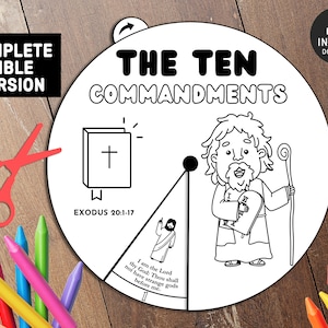 Ten Commandments Coloring Wheel, Bible Activity, Kids Bible Lesson ...
