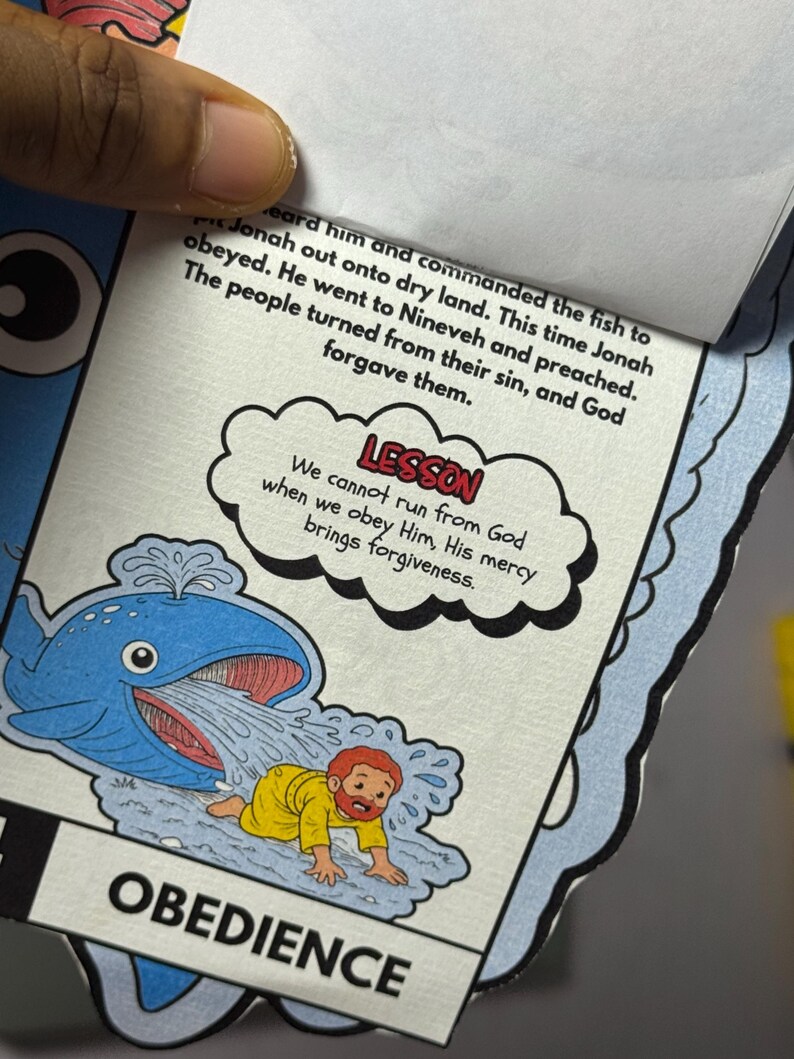 Jonah and the Whale Flipbook Bible Craft for Kids, Memory Game, Sunday ...