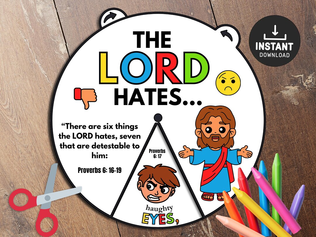 The Lord Hate Coloring Wheel, Printable Bible Activity, Kids Bible ...