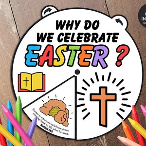 Easter Coloring Wheel, Easter Bible Lesson, Sunday School Craft, Holy ...