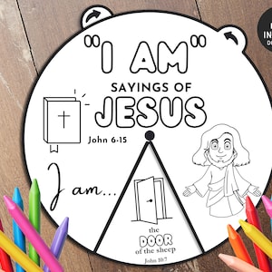 I Am Statements of Jesus Coloring Wheel, Printable Bible Activity ...