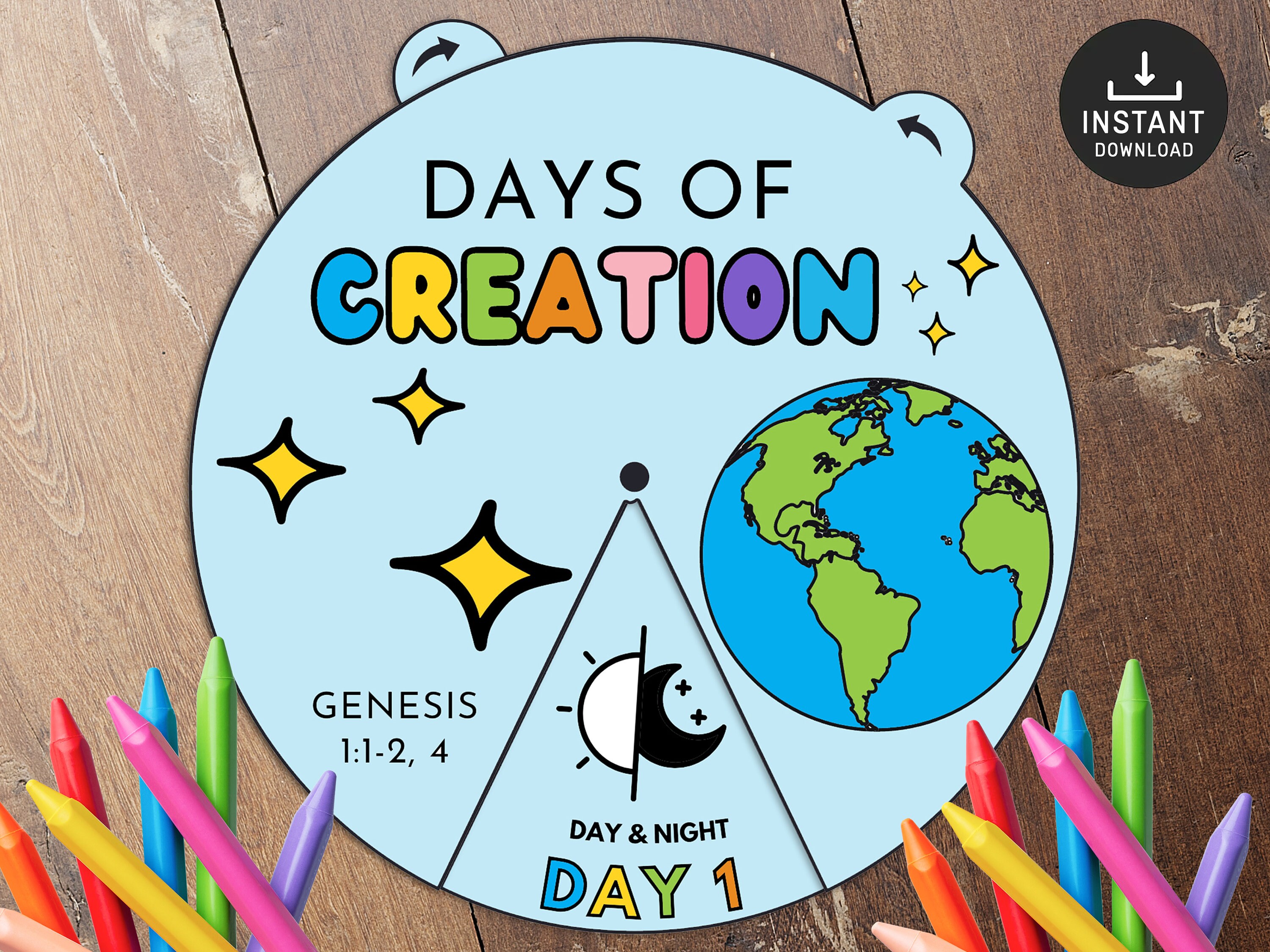 Days of Creation Coloring Wheel Bible Activity Kids Bible - Etsy
