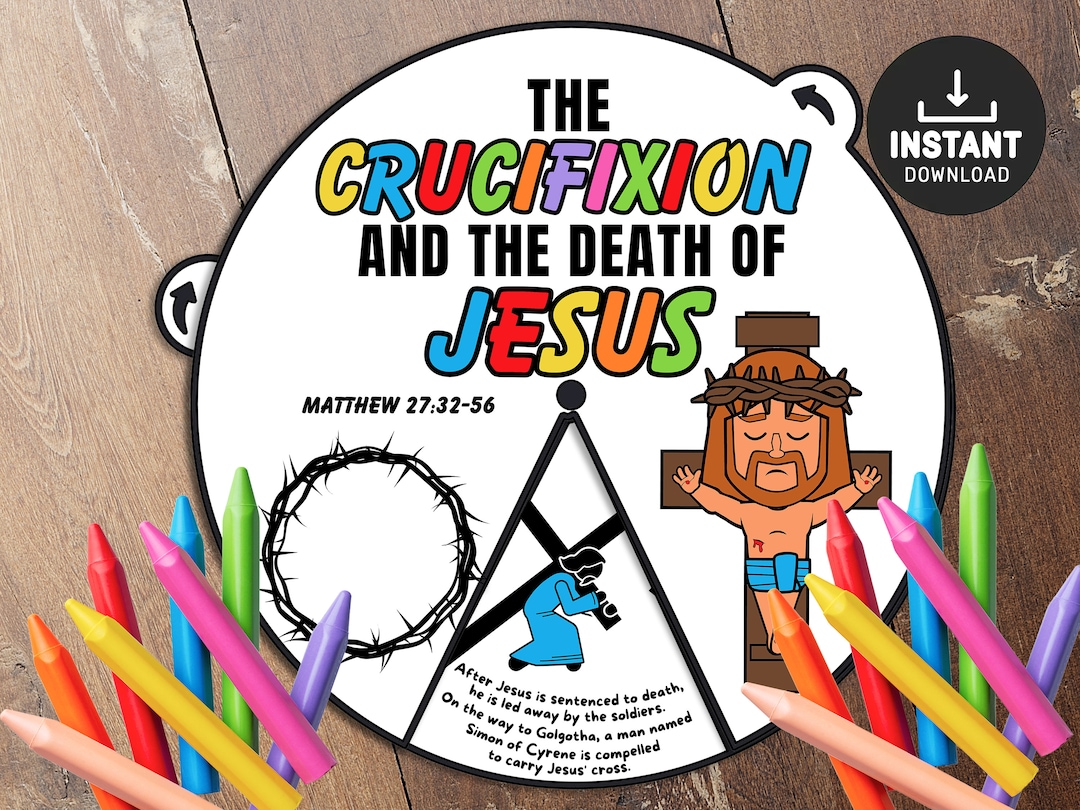 Jesus Dies on Cross Coloring Wheel Easter Story Craft, Easter Story ...