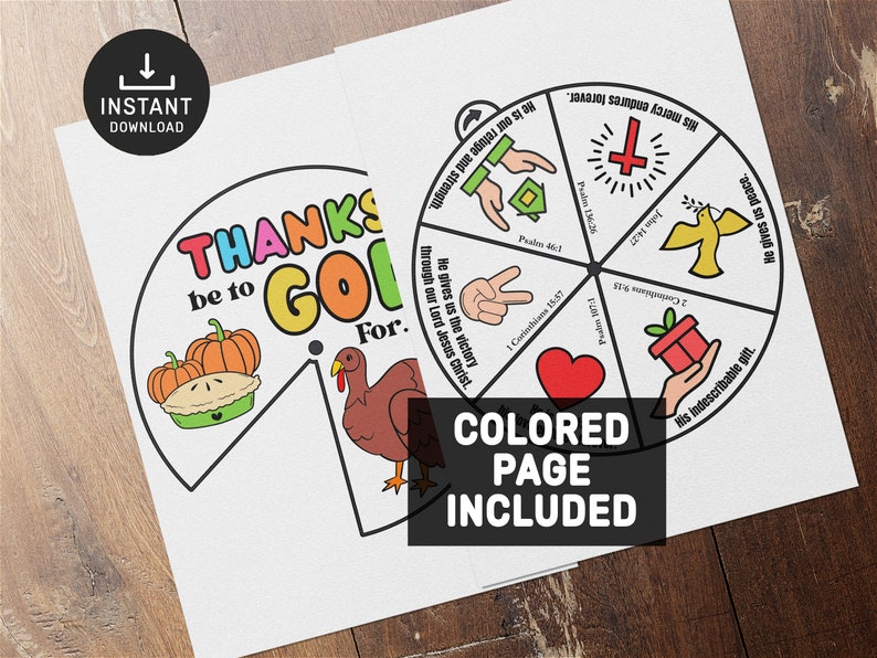 Thanks Be to God Coloring Wheel, Thanksgiving, Scripture, Bible ...