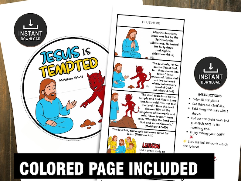 Jesus is Tempted in the Wilderness Folding Surprise Bible Story Craft ...